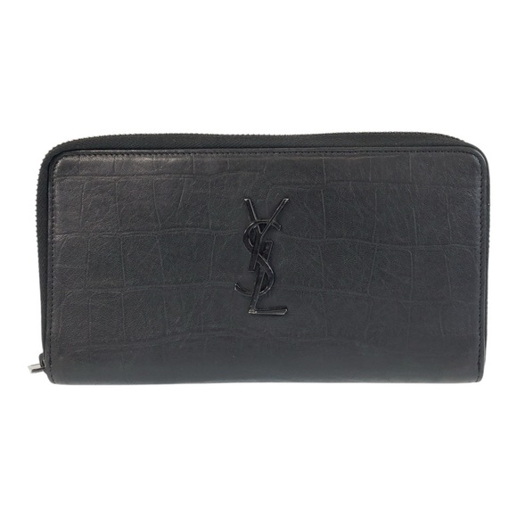 Saint Laurent | Accessories | Saint Laurent Ysl Embossed Black Leather ...